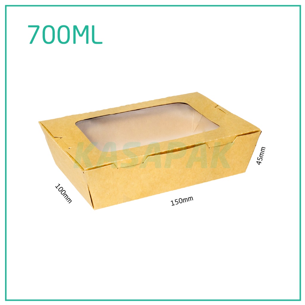 700ml W Kraft Paper Window Lunch Box 200/ctn | KASAPAK